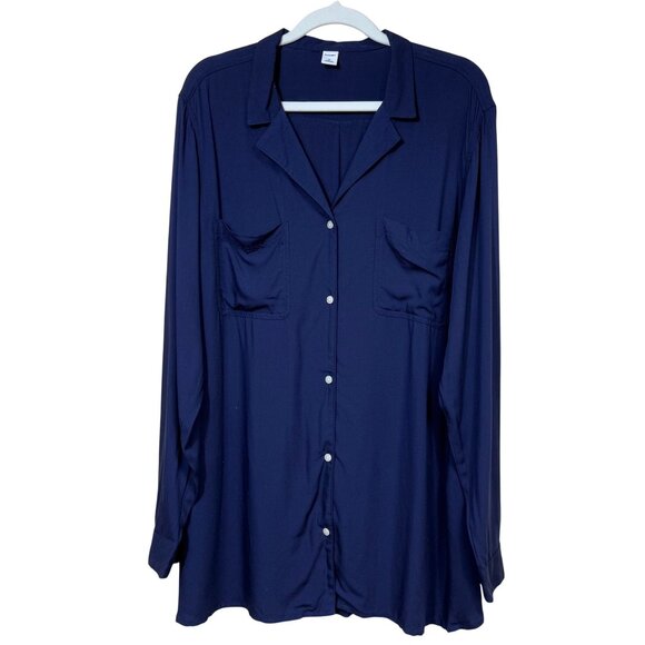 Old Navy | Tops | Old Navy Button Front Tunic Blouse Long Sleeves Lost ...